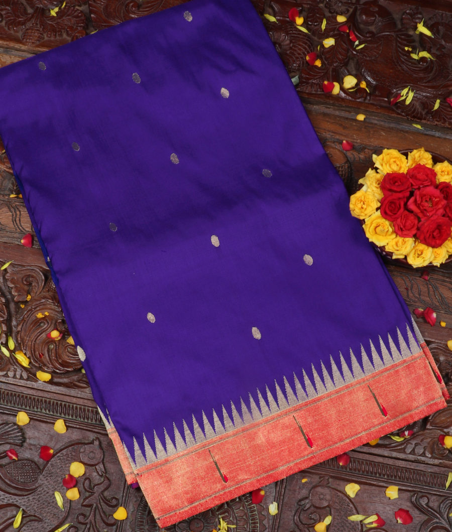 Buy Blue Paithani Silk Saree T333420
