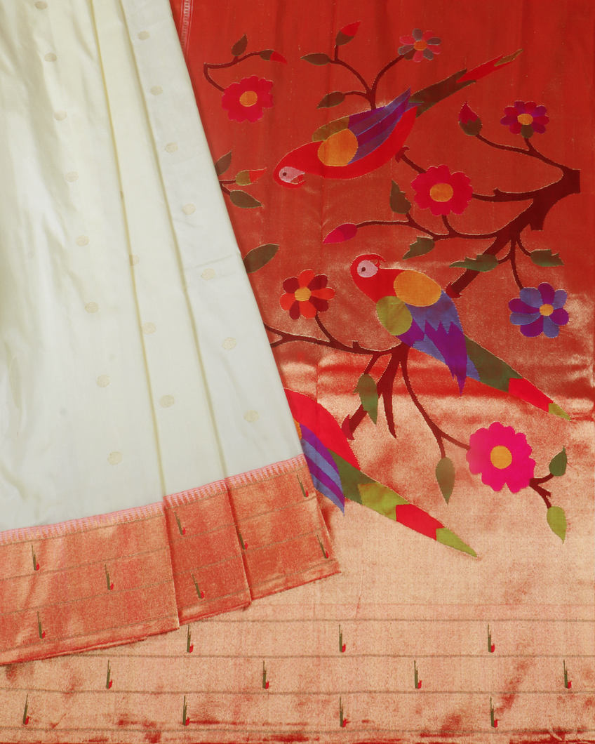 Buy White Paithani Silk Saree T417293