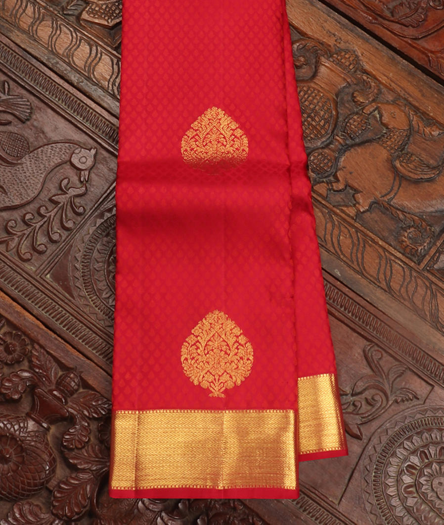 Buy Red Handwoven Kanjivaram Silk Saree T407340