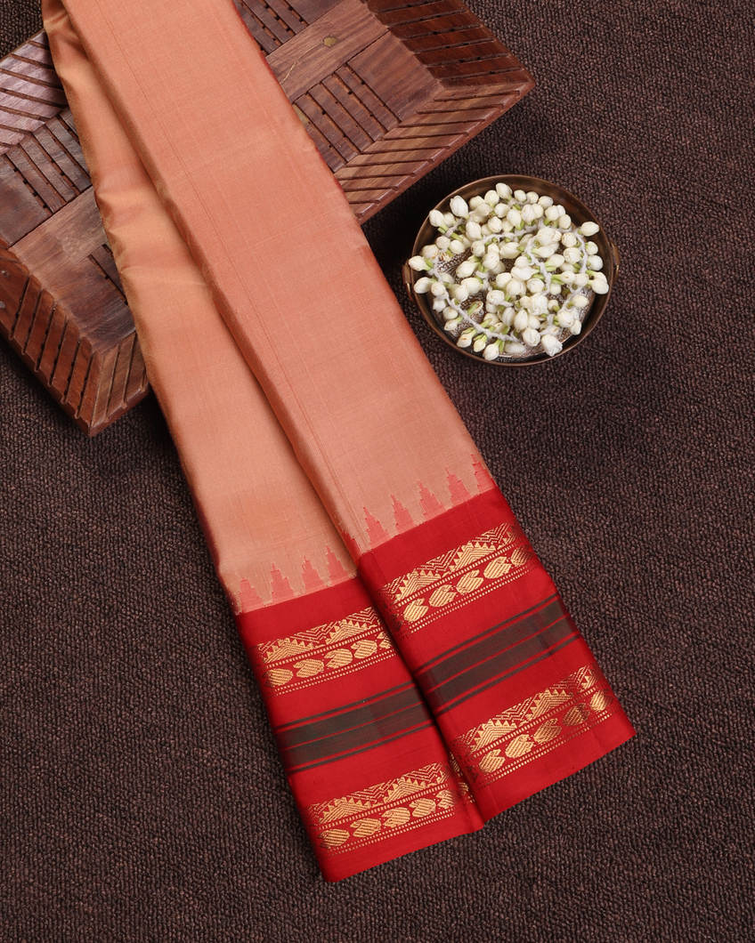 Buy Salmon Pink Gadwal Silk Saree T418885