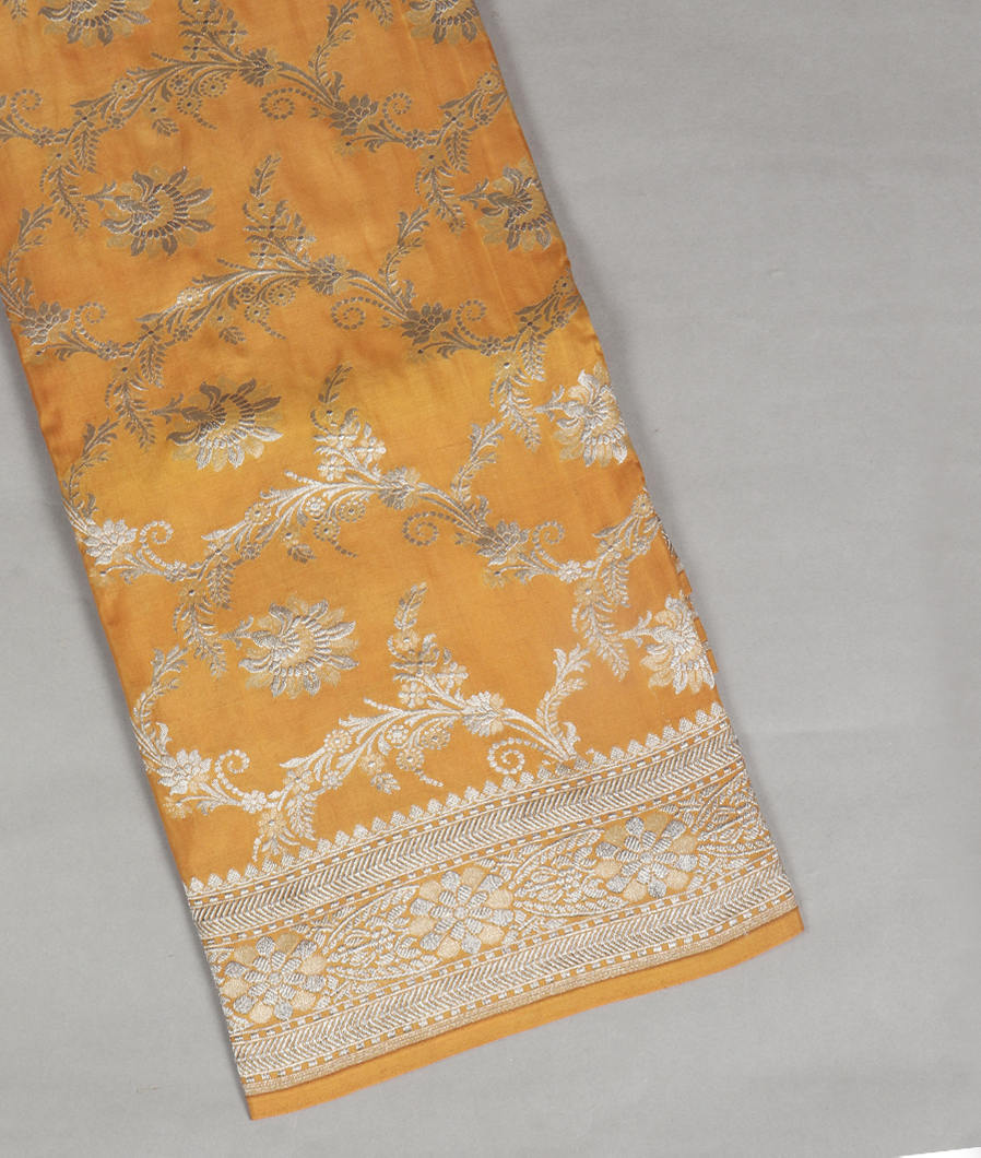 Buy Yellow Banaras Kathan Silk Saree T396483