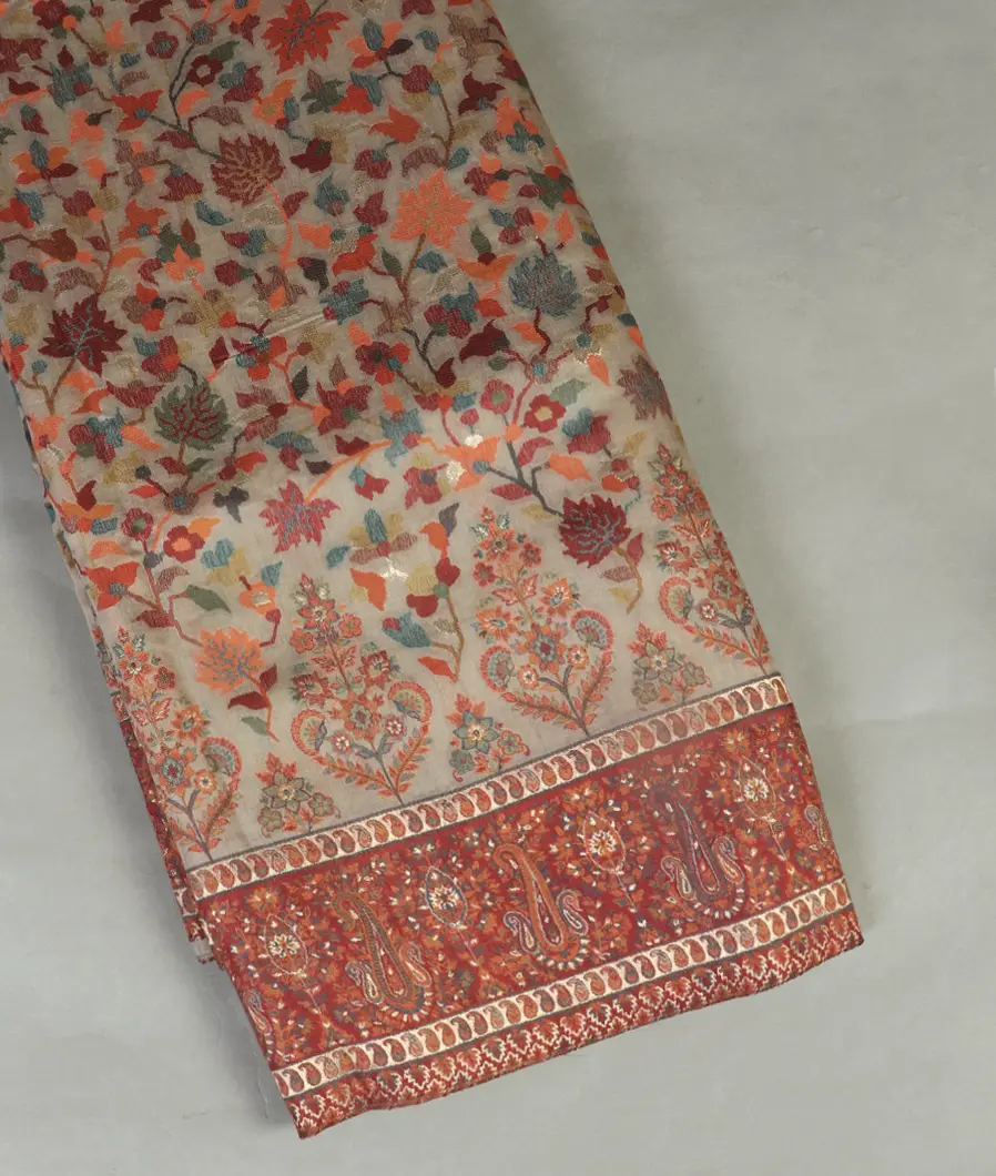 Buy Grey Cashmere Kani Silk Saree T470115