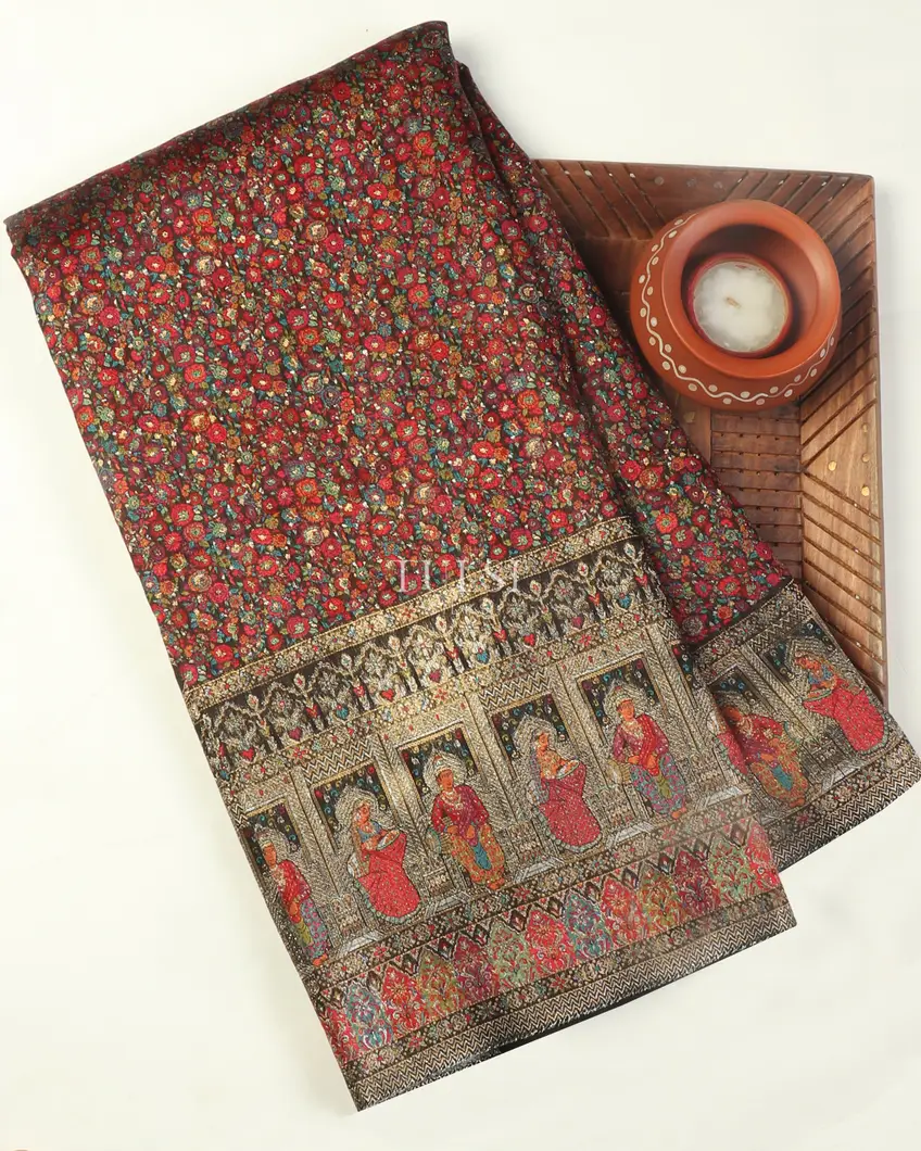 Buy Black Kashmir Kani Silk Saree T499136