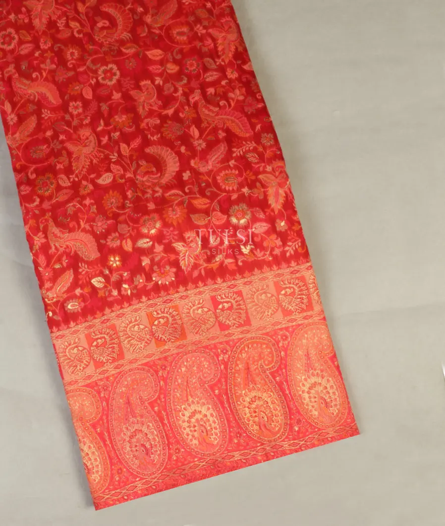 Buy Red Kashmir Kani Silk Saree T470140