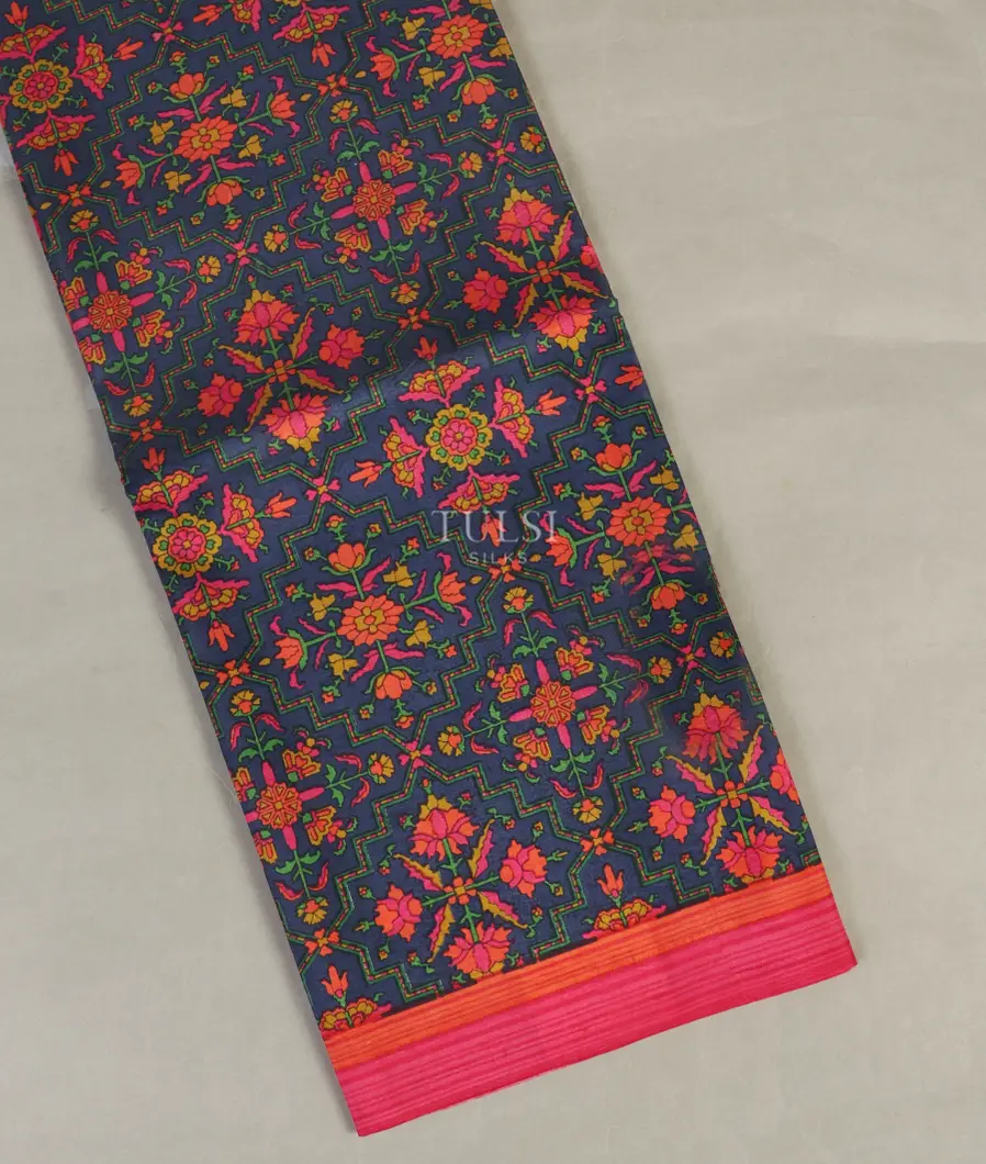 Buy Blue Printed Silk Saree T518905