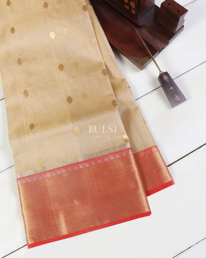 Buy Beige Chanderi Tissue Silk Saree T542393