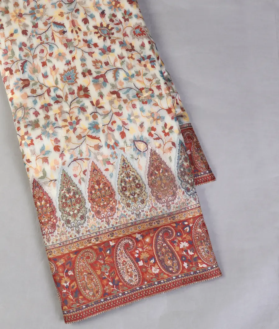 Buy White Kashmir Kani Silk Saree T529902