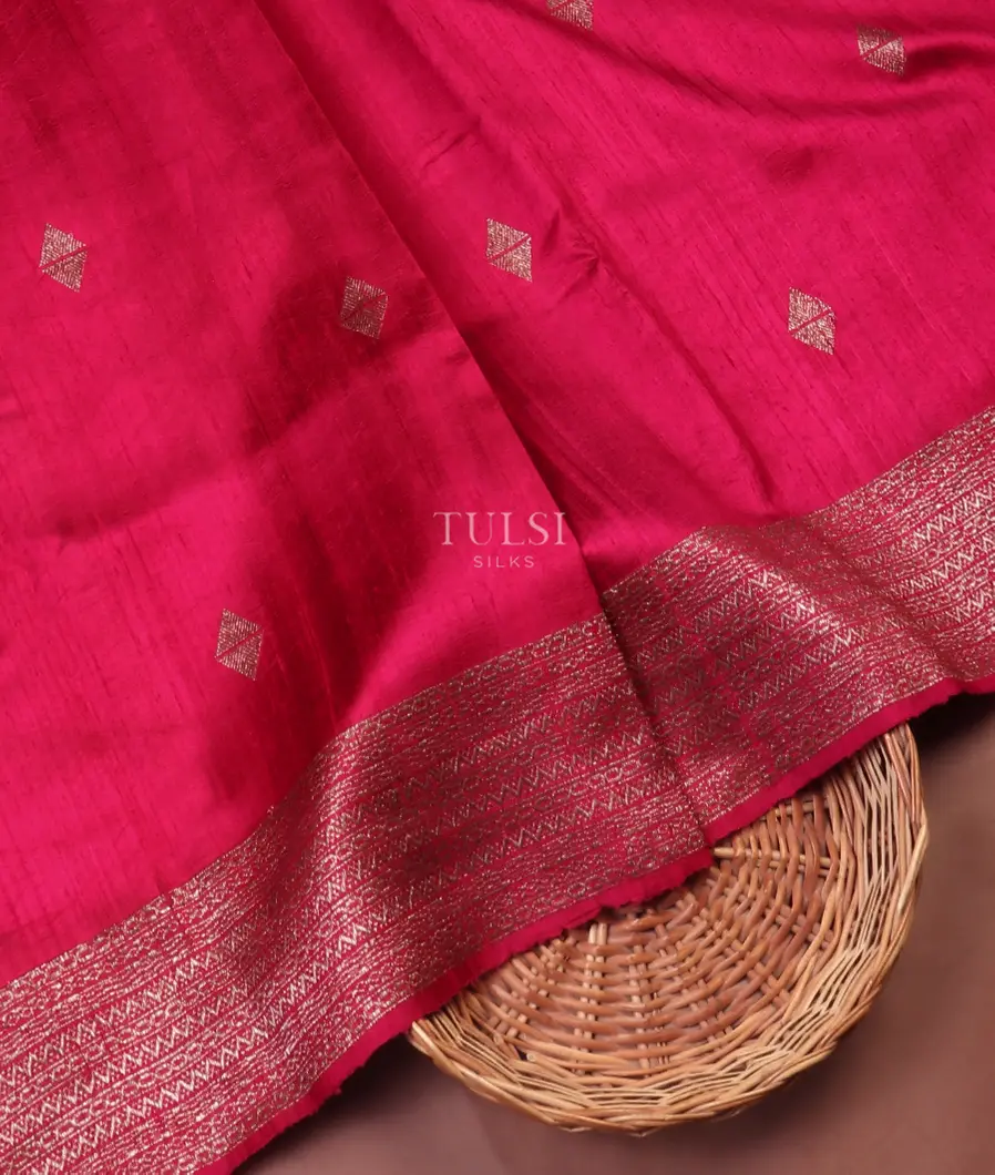 Buy Rani Pink Banaras Tussar Saree T575099