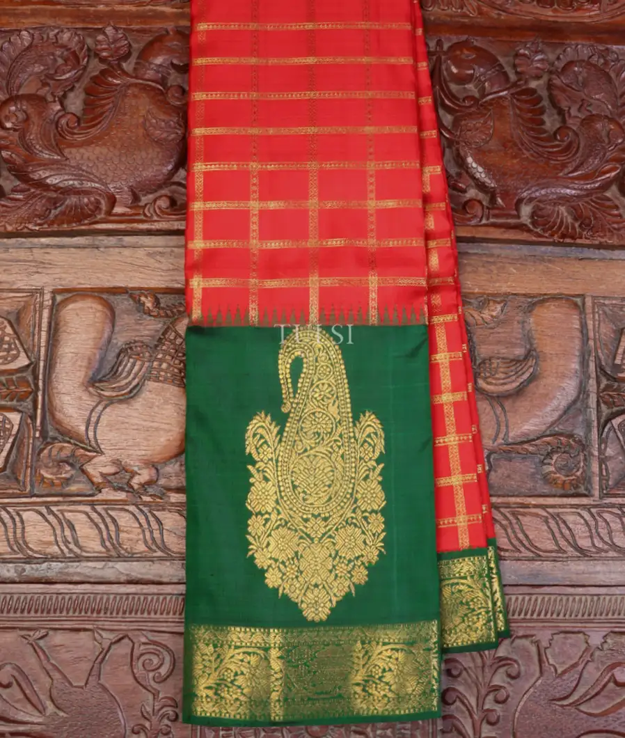 Buy Red Kanjivaram Silk Saree T538646-1