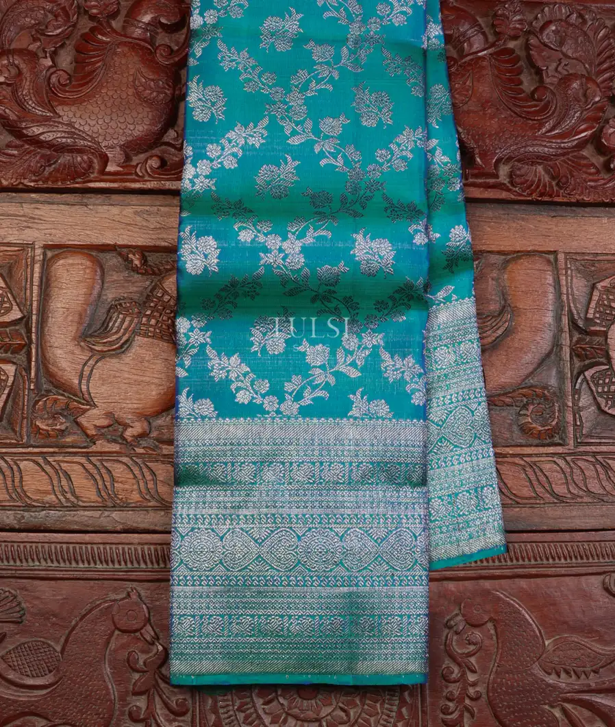 Buy Peacock Blue Kanjivaram Silk Saree T636109