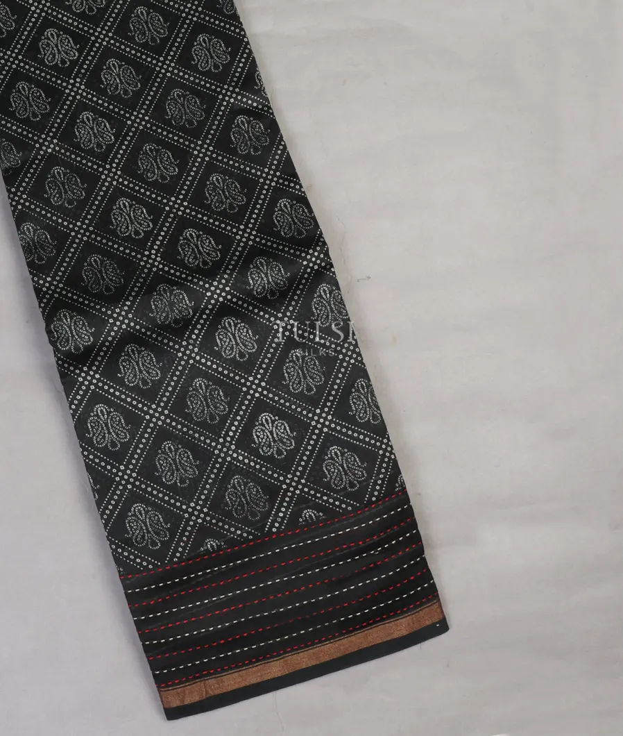 Buy Black Soft Printed Cotton Saree T521303
