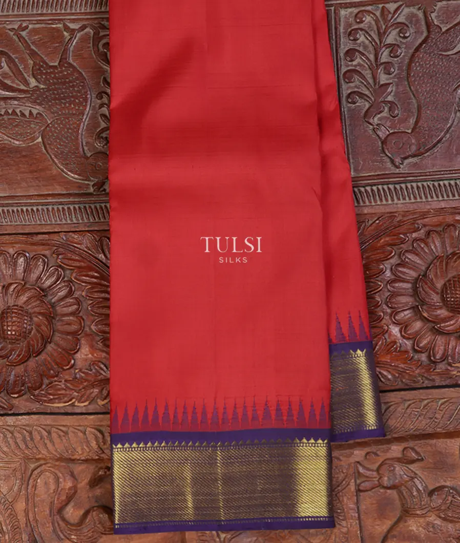 Buy Red Kanjivaram Silk Saree T613575