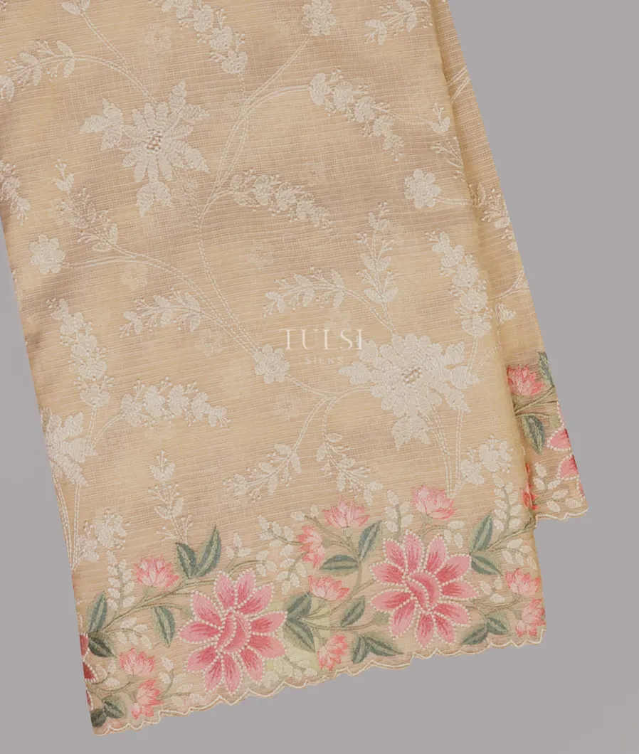 Buy Beige Silk Kota Embroidery Saree T655261