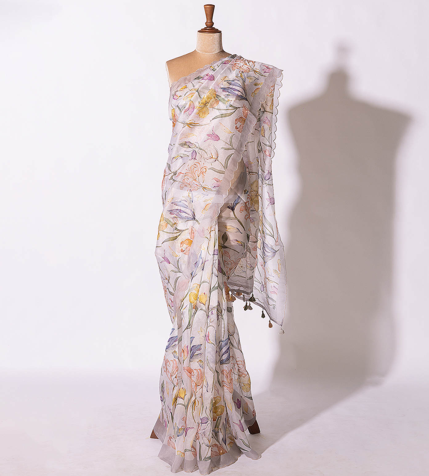 White Organza Embroidery Saree