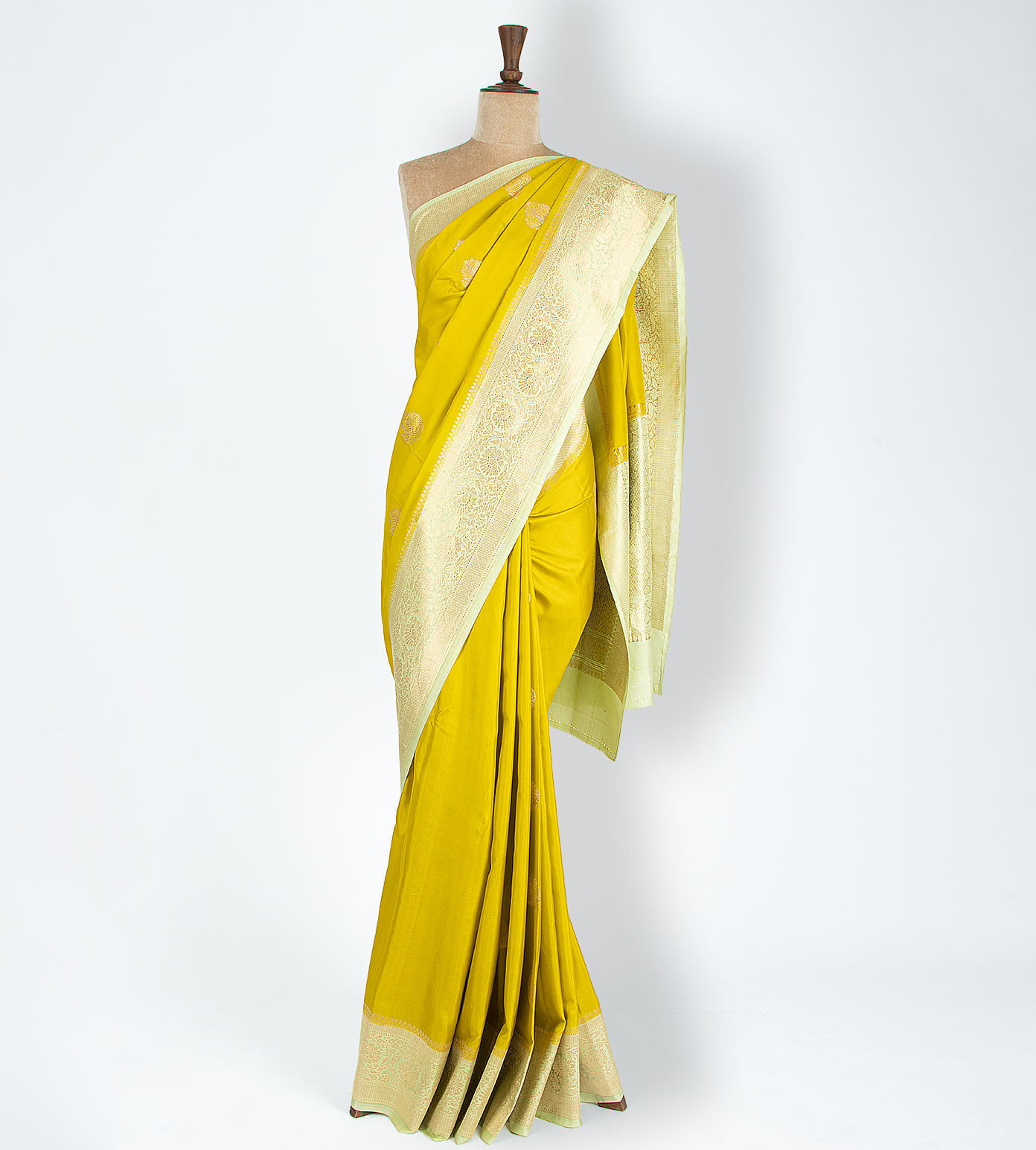Lime Yellow Banaras Silk Saree