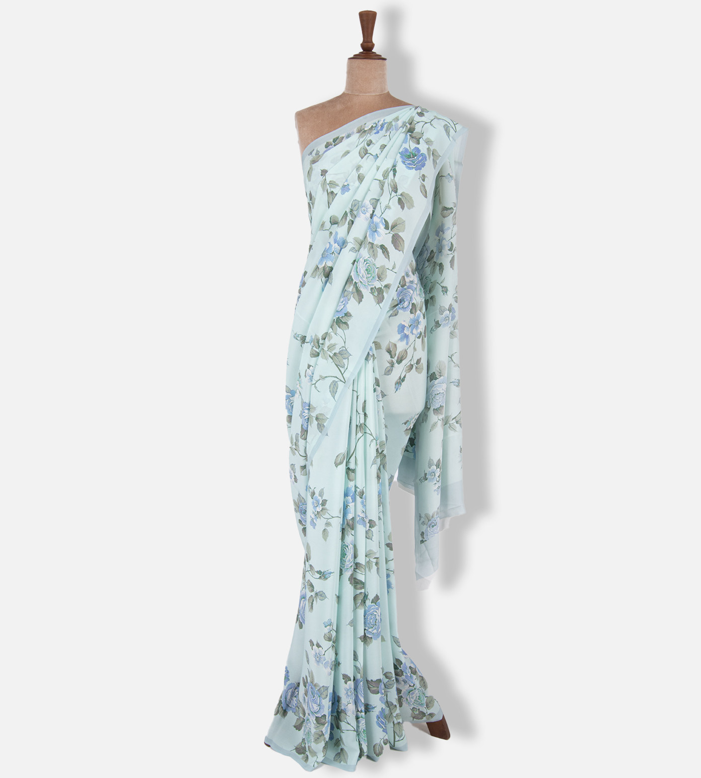 Light Blue Crepe Saree