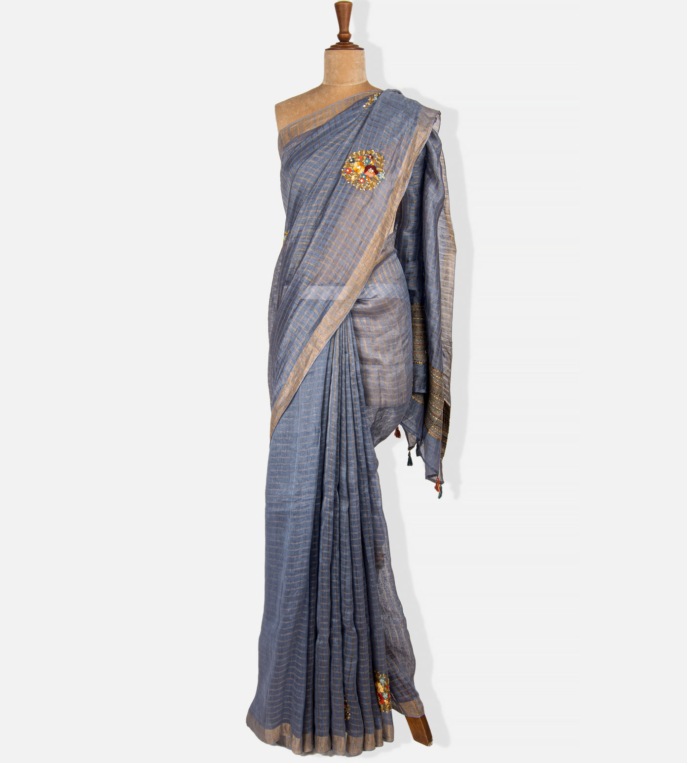 Powder Blue Linen Saree