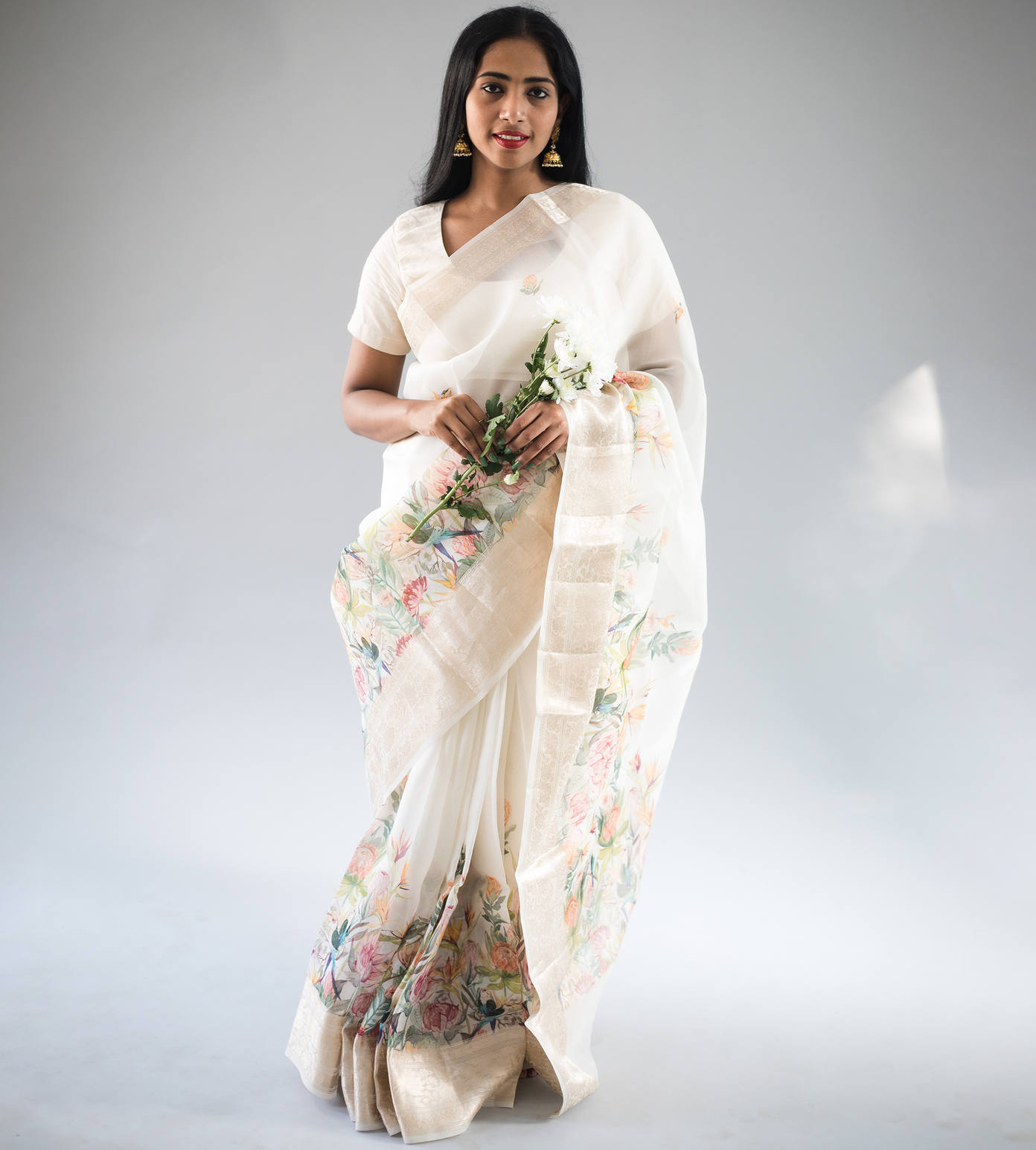 White Organza Saree