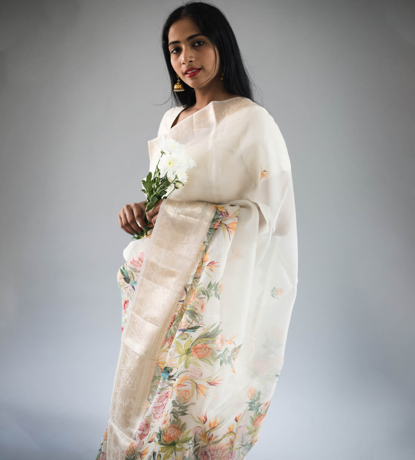 White Organza Saree