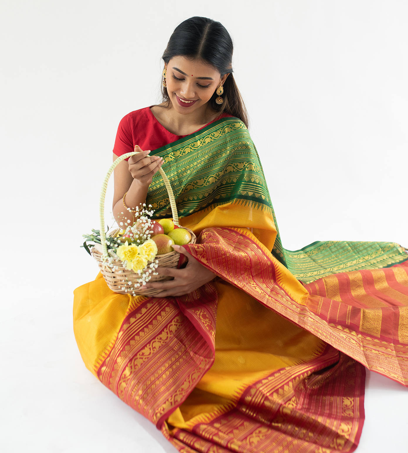 Yellow Kanchipuram Silk Saree