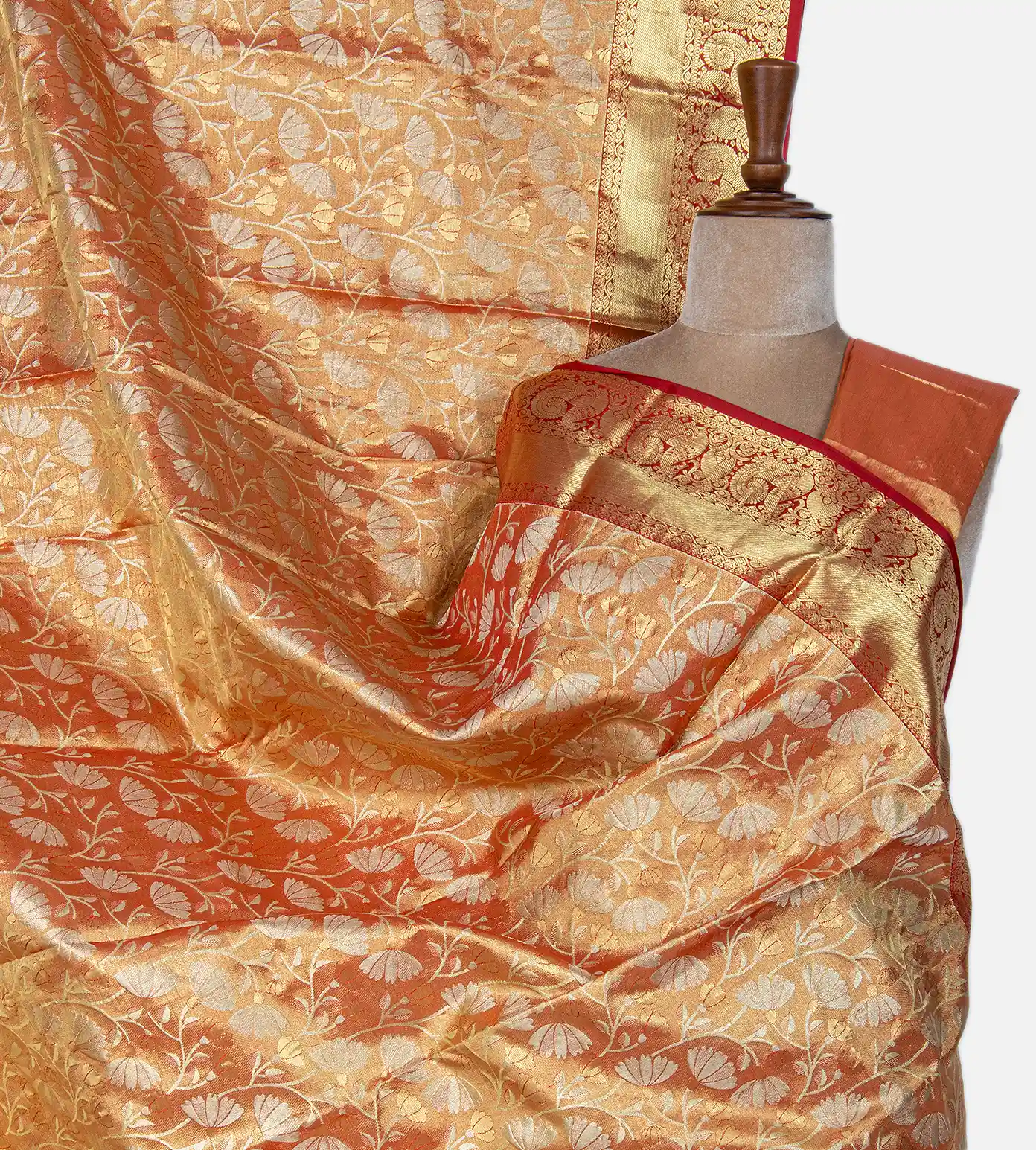 Rust Red Kanchipuram Silk Saree