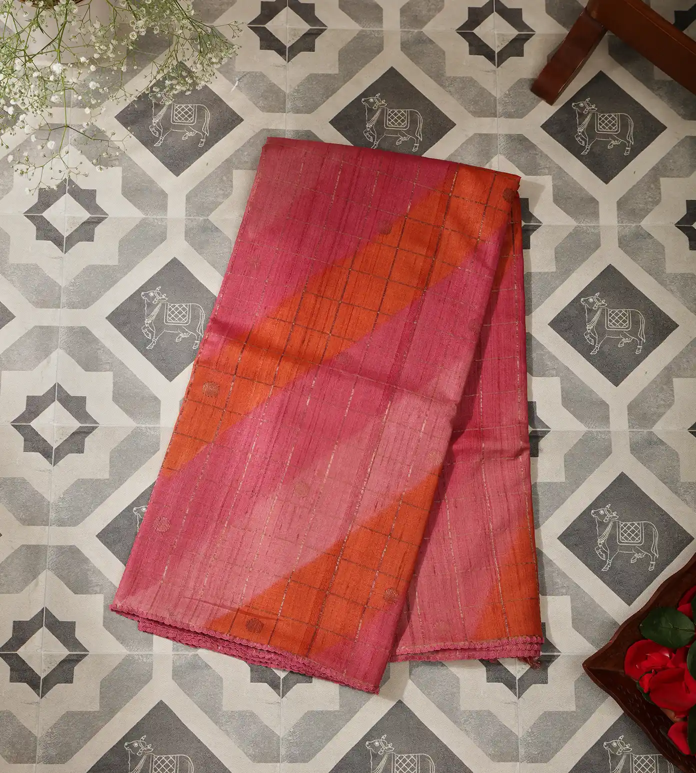 Buy Multicolour Tussar Saree