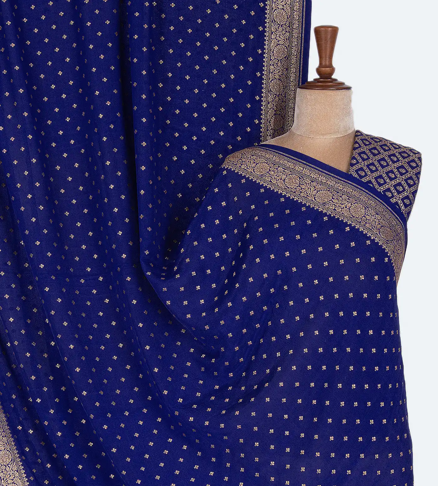 Buy Admiral Blue Banaras Crepe Saree