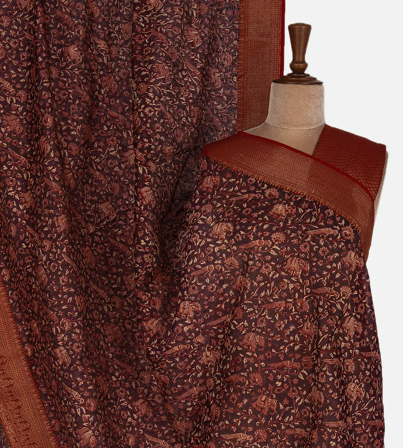 Buy Brown Chanderi Cotton Saree