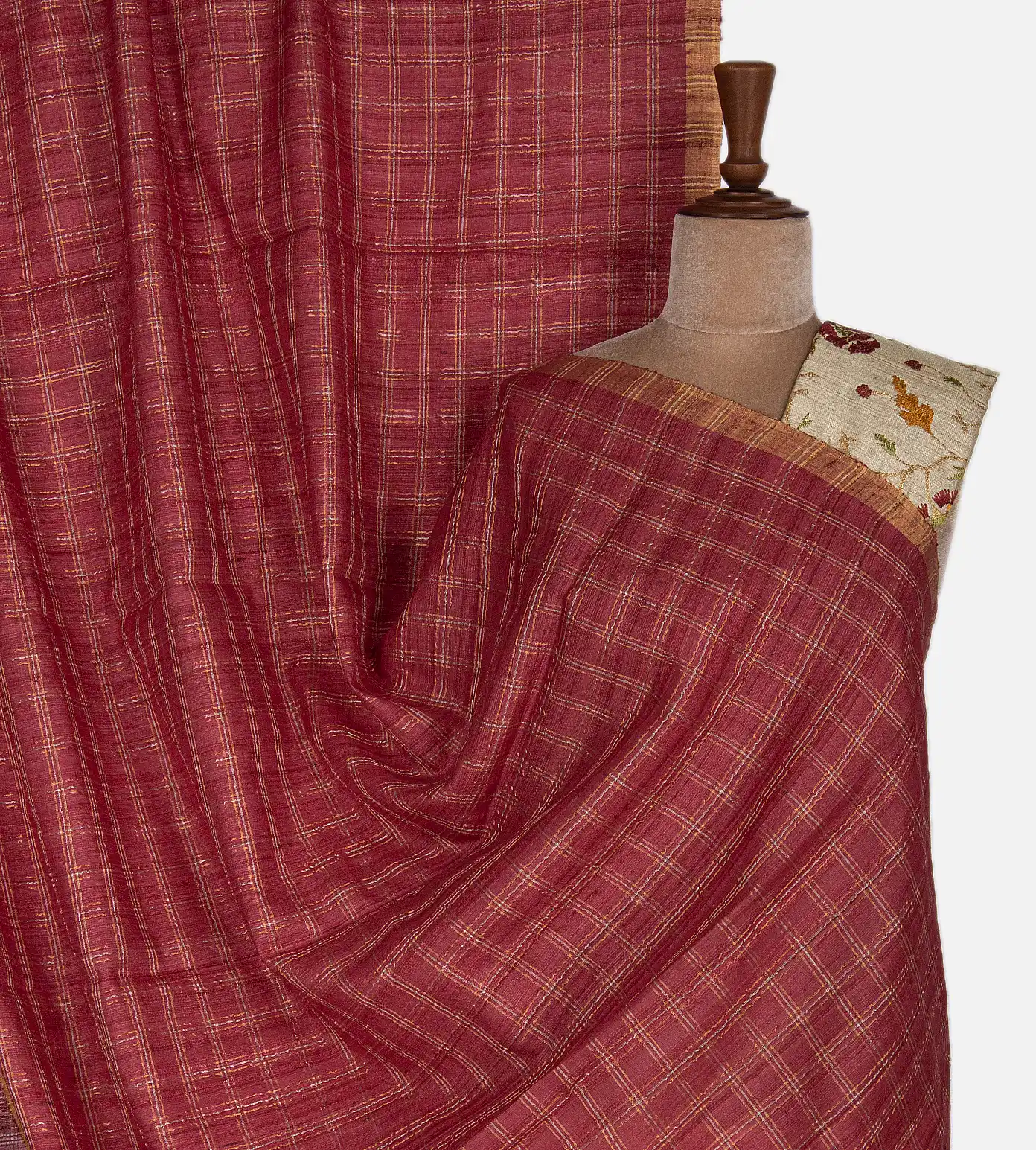 Buy Crimson Red Tussar Saree