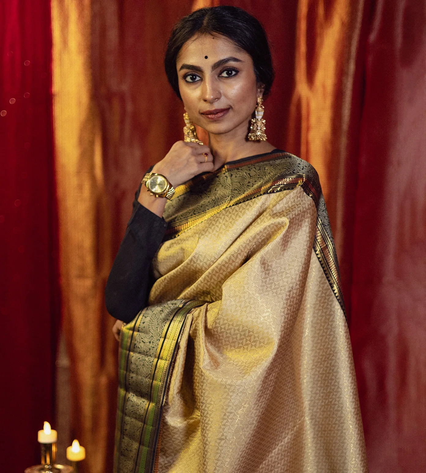 Buy Beige Kanchipuram Silk Saree