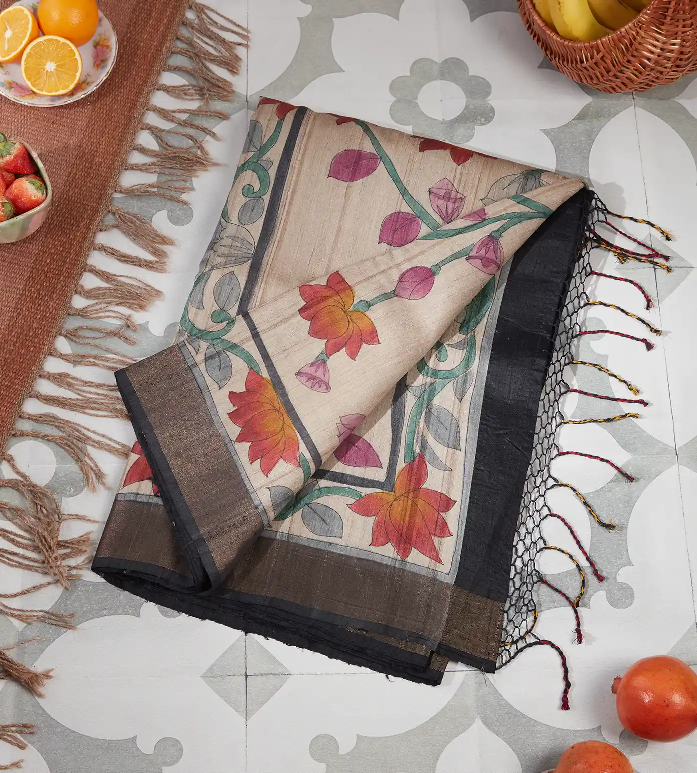 Buy Black Tussar Saree