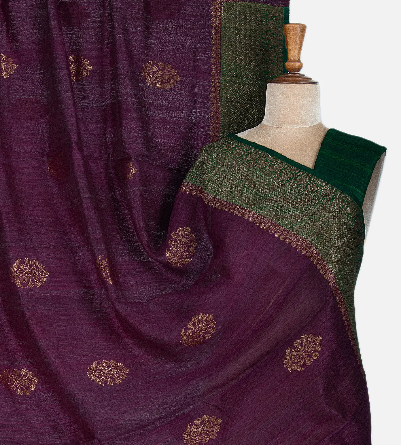Buy Purple Banarasi Tussar Saree