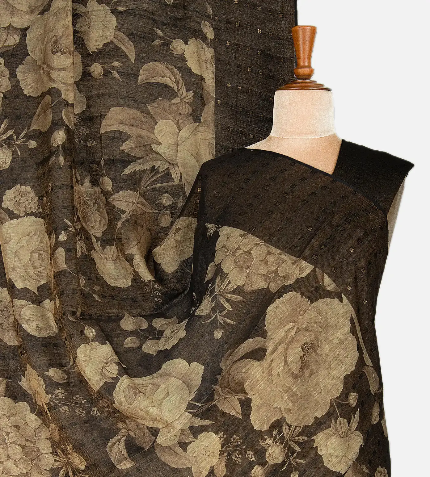 Buy Black Tissue Tussar Saree