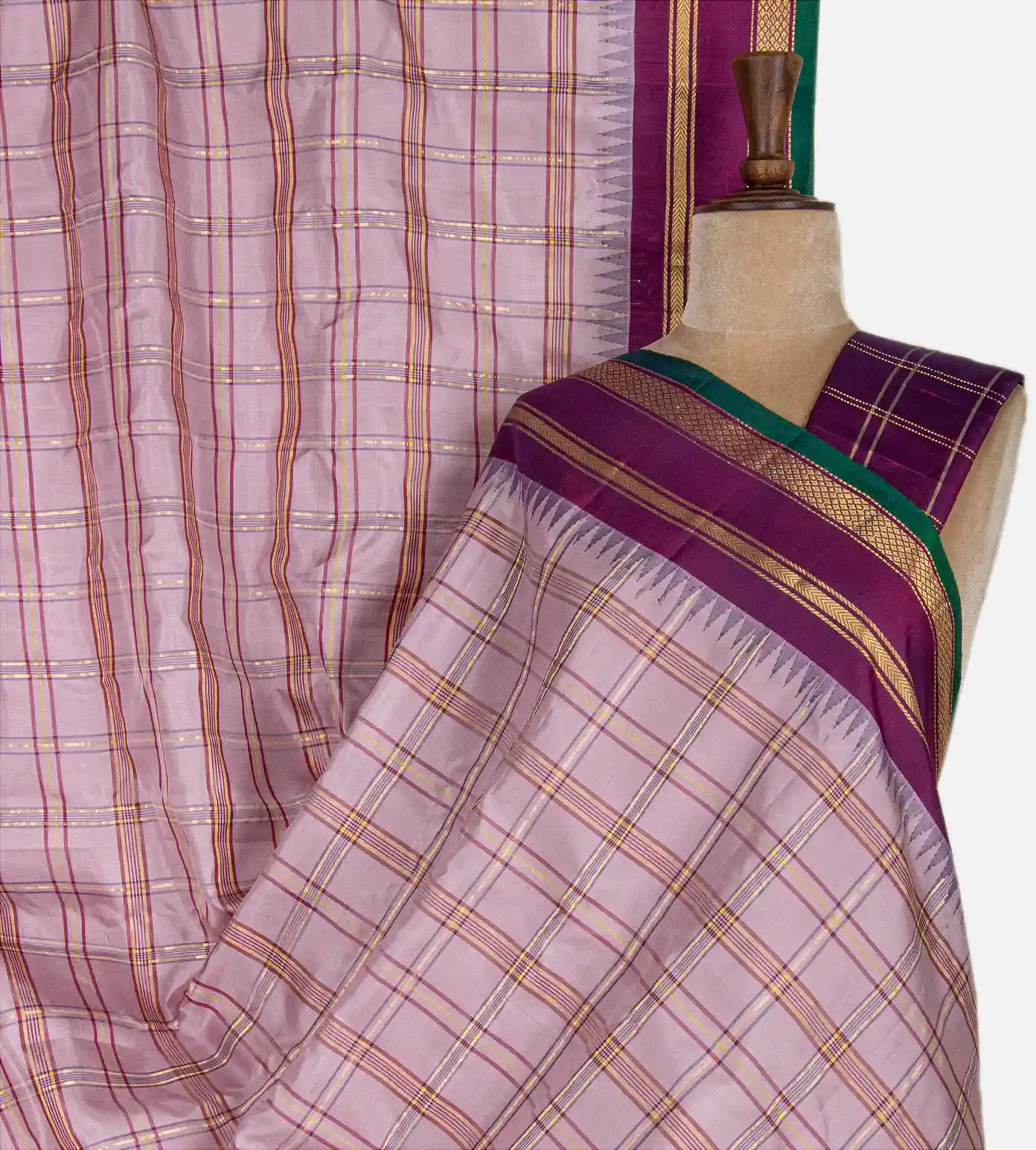 Buy Onion Pink Gadwal Silk Saree