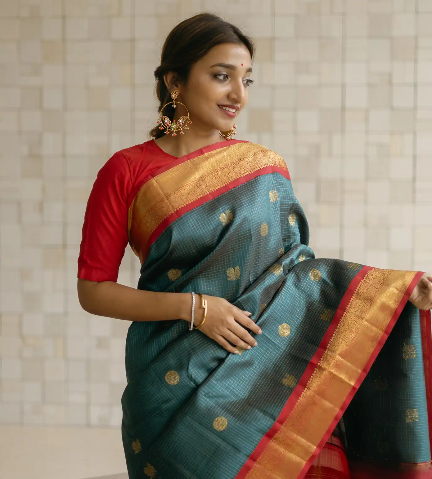 Buy Ramar Blue Kanchipuram Silk Saree