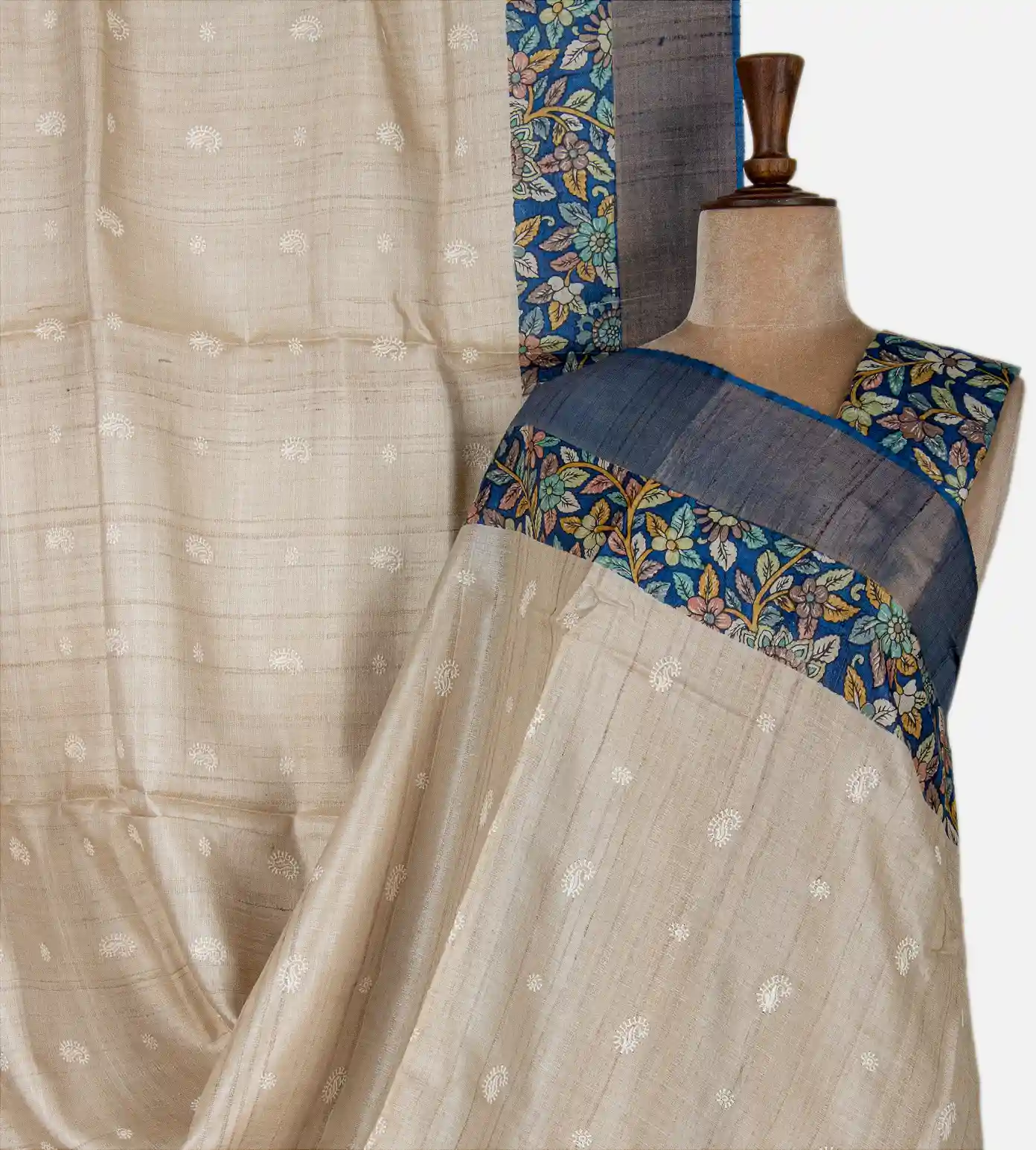 Buy Creme Tussar Saree