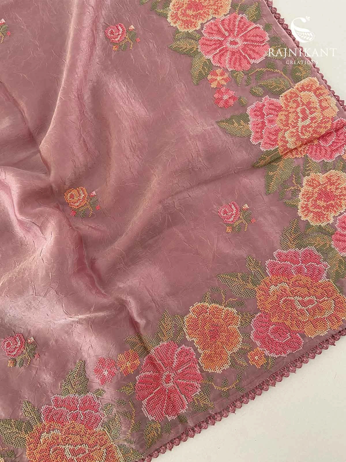 Dusky Lavender Crush Tissue Saree