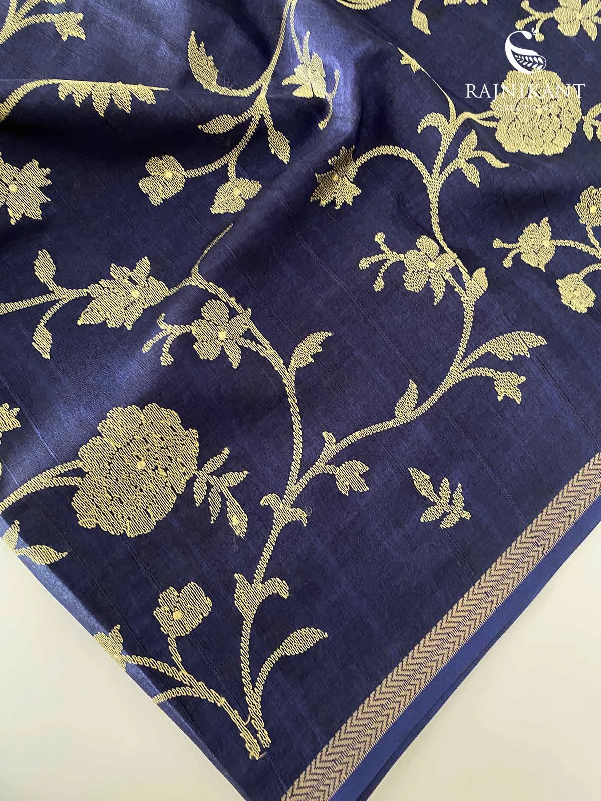 Blue Embroidered Tussar Saree