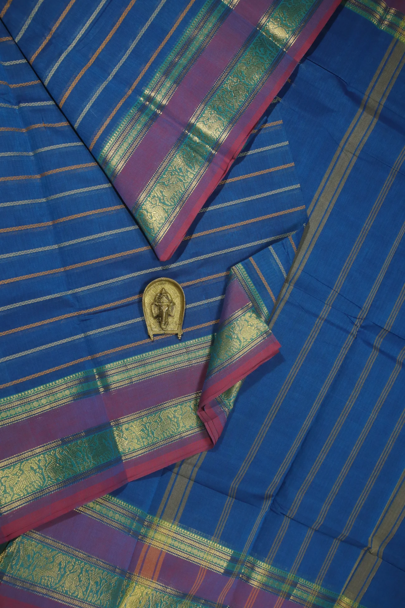 Buy Blue Peacock Veldhari Ruthratcham Grand Chettinad Saree