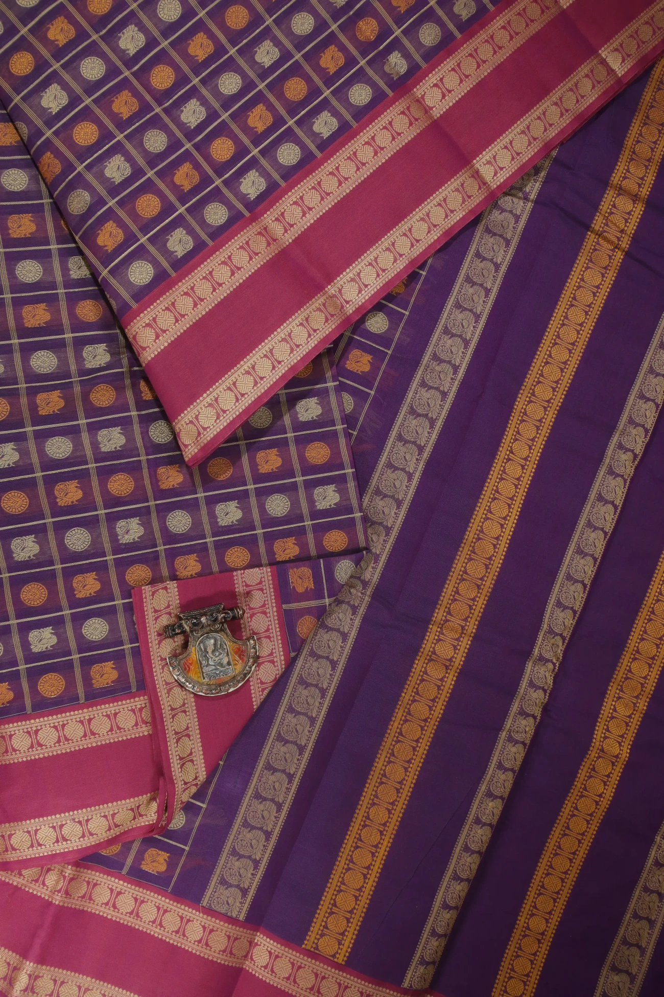 Buy Purple Thousand/1000 Butta Ruthratcham Kanchi Cotton Saree