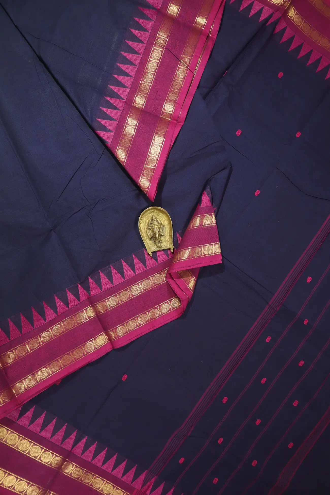 Buy Navy Rettai Pettu Temple 🛕 Grand Chettinad Saree