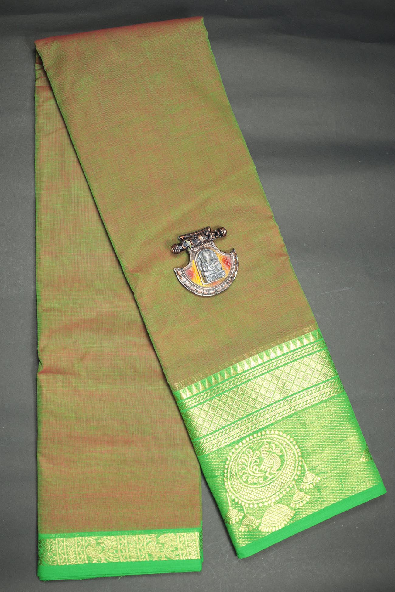 Olive Drab Jimikki Kammal Malarkodi Sarees